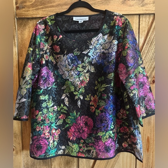 Caroline Rose | Tops | Caroline Rose Metallic Tunic Top Retail 435 Size ...
